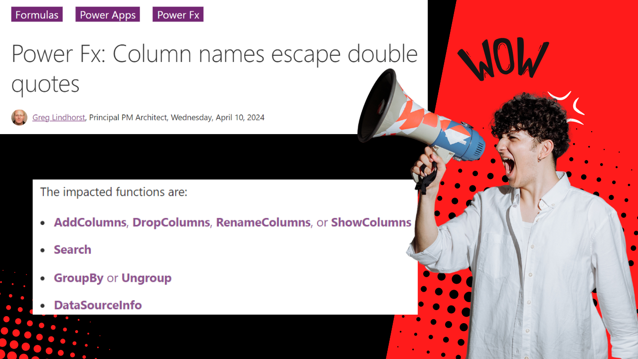 Power Fx Column names escape double quotes Power Fx Column names escape double quotes