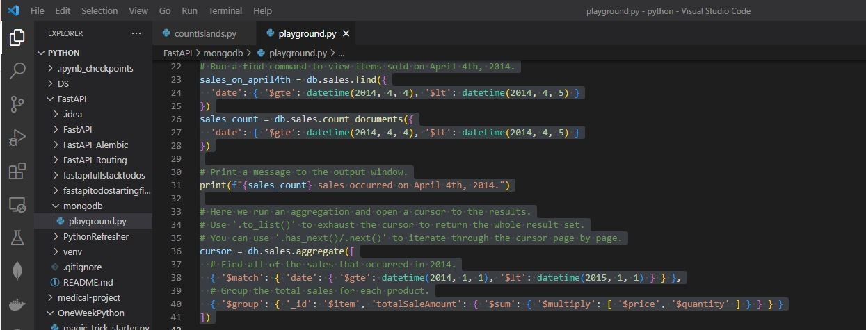 Executing MongoDB Aggregation Queries Using PyMongo and Python Executing MongoDB Aggregation Queries Using PyMongo and Python