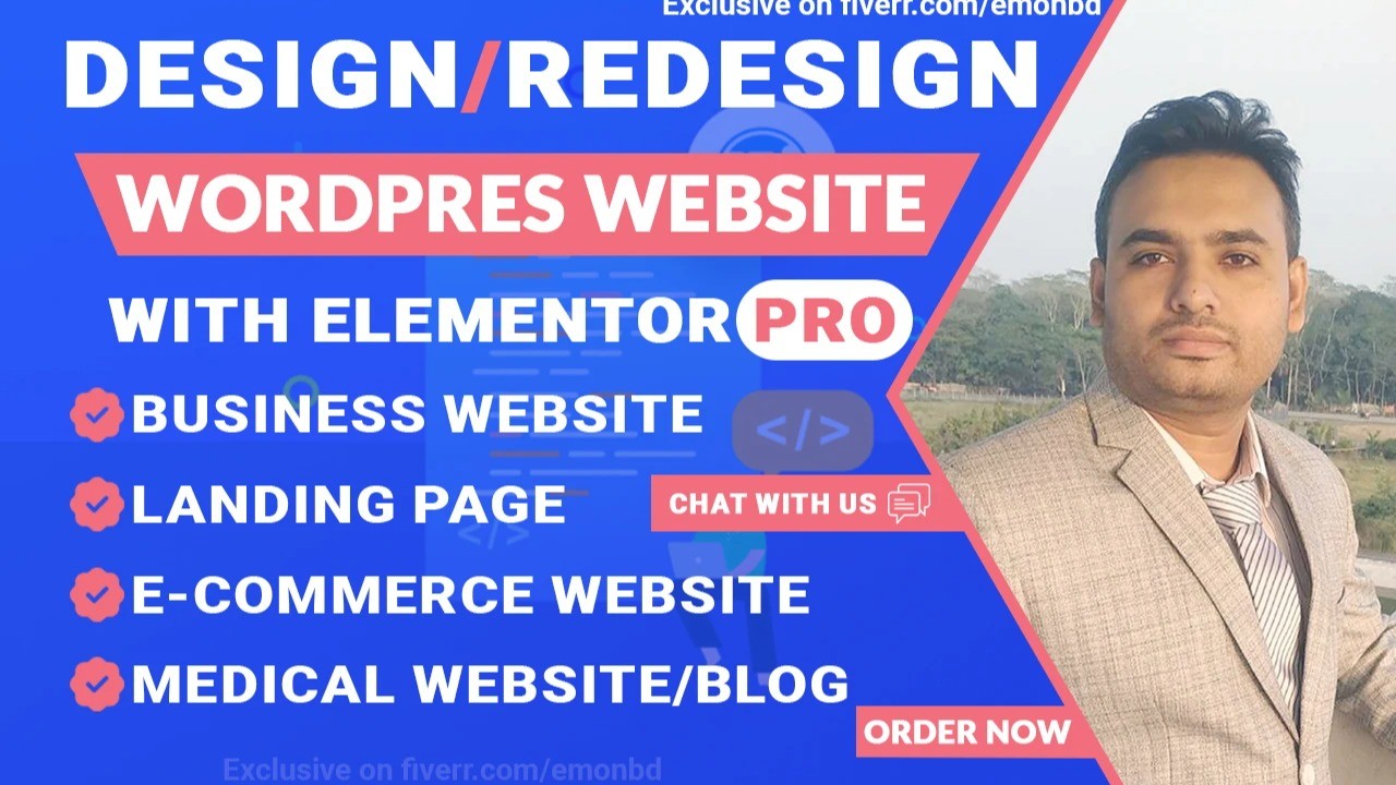 I will design, redesign, revamp, clone wordpress website with elementor pro I will design, redesign, revamp, clone wordpress website with elementor pro