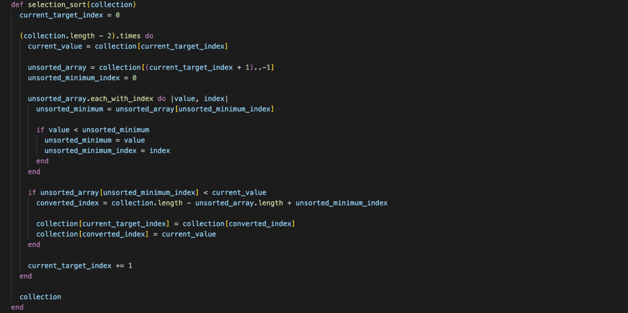 Selection Sort Algorithm in Ruby Selection Sort Algorithm in Ruby
