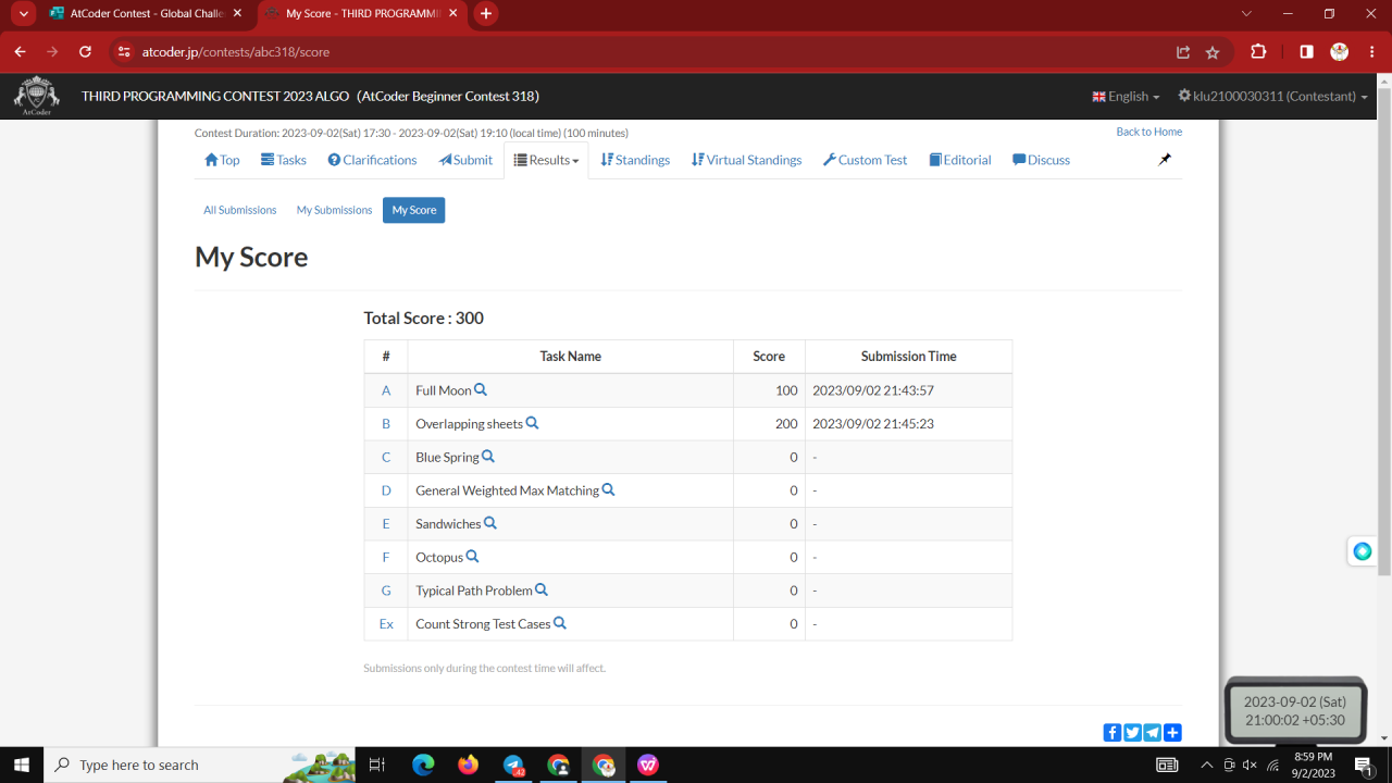 I have participated in atcoder THIRD PROGRAMMING CONTEST 2023 and these ... I have participated in atcoder THIRD PROGRAMMING CONTEST 2023 and these ...