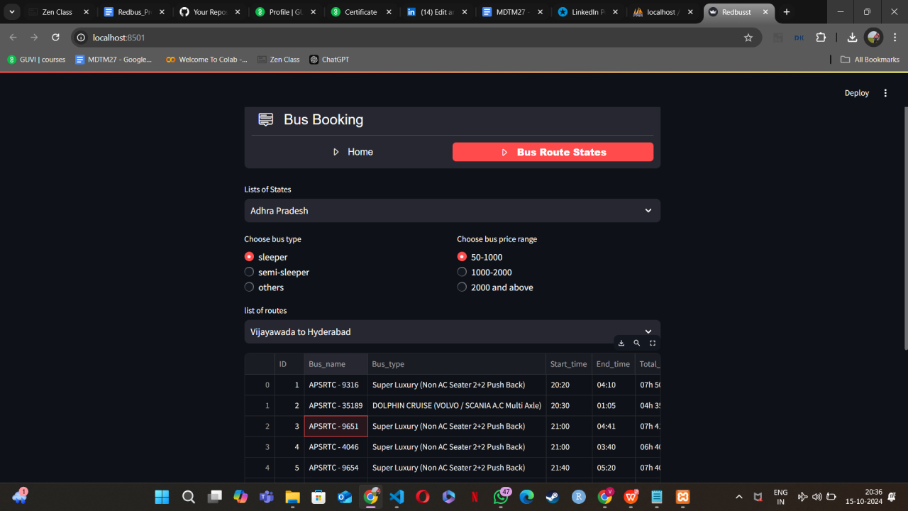 Redbus Data Scraping with Selenium & Dynamic Filtering using Streamlit Redbus Data Scraping with Selenium & Dynamic Filtering using Streamlit