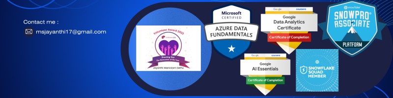 Jayanthi Manickam Sethu - Data Professional |SnowPro Associate ️ ... Jayanthi Manickam Sethu - Data Professional |SnowPro Associate ️ ...