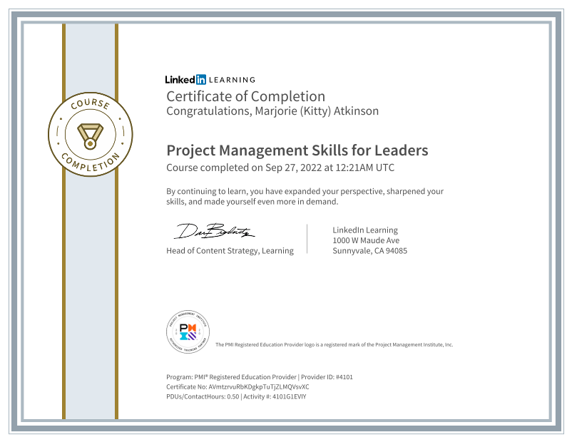 Marjorie (Kitty) Atkinson on LinkedIn: Certificate of Completion Marjorie (Kitty) Atkinson on LinkedIn: Certificate of Completion