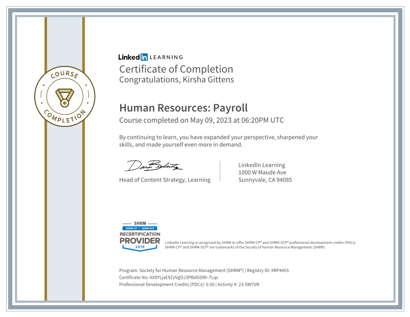 Kirsha Gittens on LinkedIn: Certificate of Completion Kirsha Gittens on LinkedIn: Certificate of Completion