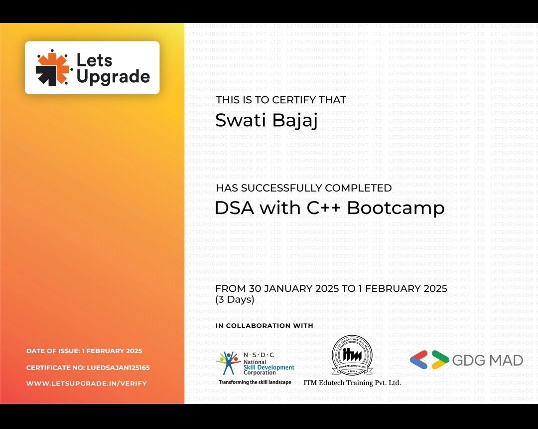 Swati Bajaj on LinkedIn: #dsa #cplusplus #codingjourney # ... Swati Bajaj on LinkedIn: #dsa #cplusplus #codingjourney # ...