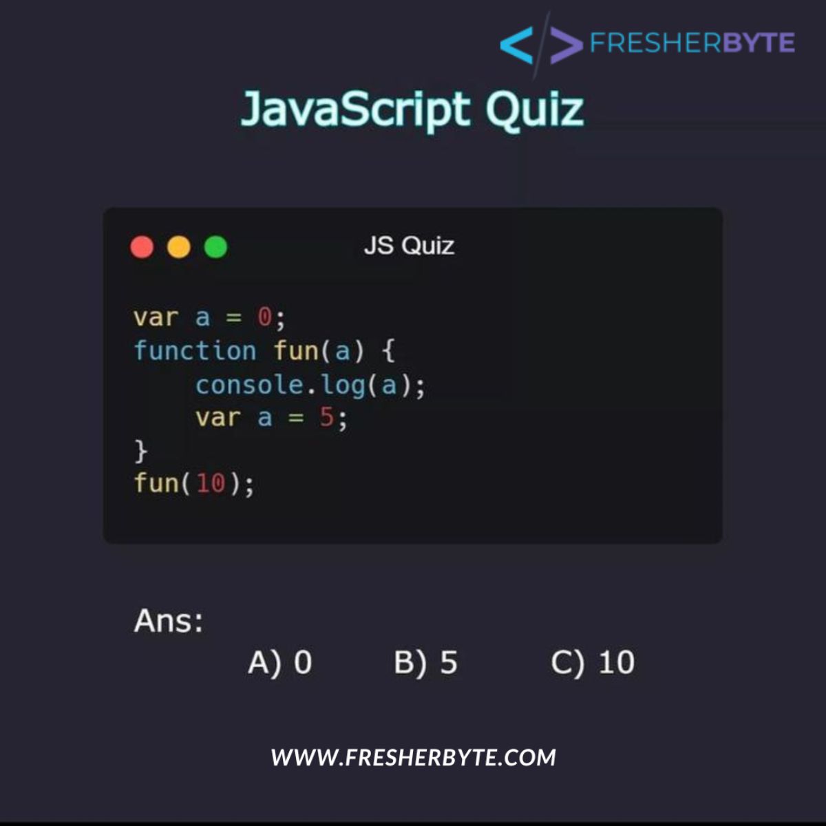 FresherByte on LinkedIn: #javascript #fresherbyte #codingquiz # ... FresherByte on LinkedIn: #javascript #fresherbyte #codingquiz # ...