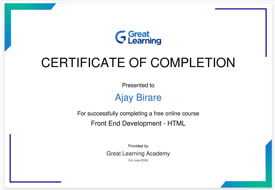 Ajay Birare on LinkedIn: #htmlcourse #webdevelopment #greatlearning # ... Ajay Birare on LinkedIn: #htmlcourse #webdevelopment #greatlearning # ...