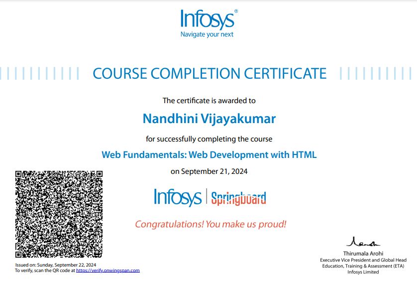 Nandhini devi.v on LinkedIn: #webdevelopment #html #infosys # ... Nandhini devi.v on LinkedIn: #webdevelopment #html #infosys # ...