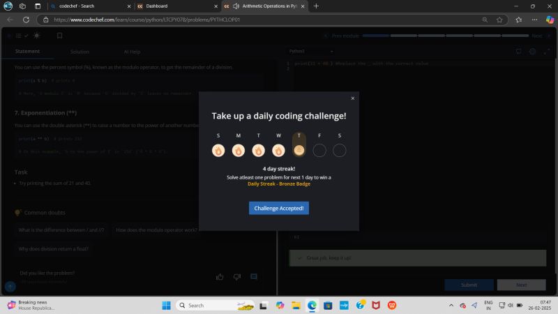 #codechef #python #skilltest #modules | Roshini Pachaiyappan #codechef #python #skilltest #modules | Roshini Pachaiyappan