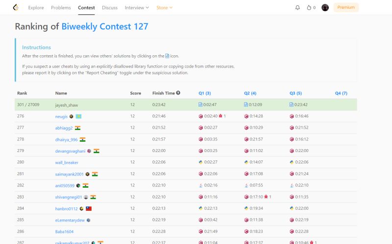 Jayesh Kumar Shaw 🇮🇳 on LinkedIn: #leetcode #biweekly #dsa Jayesh Kumar Shaw 🇮🇳 on LinkedIn: #leetcode #biweekly #dsa