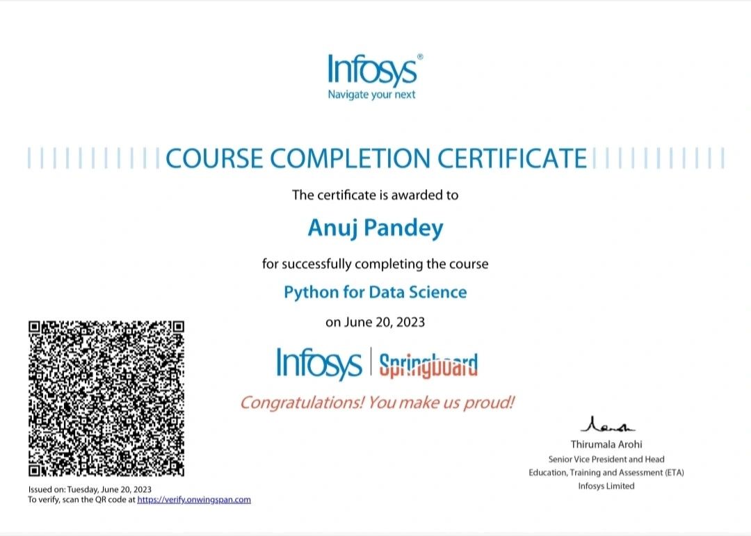 Anuj Pandey on LinkedIn: #datascience #python #certification Anuj Pandey on LinkedIn: #datascience #python #certification