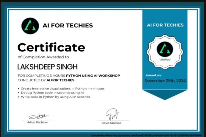 #aiwithpython #pythonprogramming #workshop | lakshdeep singh #aiwithpython #pythonprogramming #workshop | lakshdeep singh