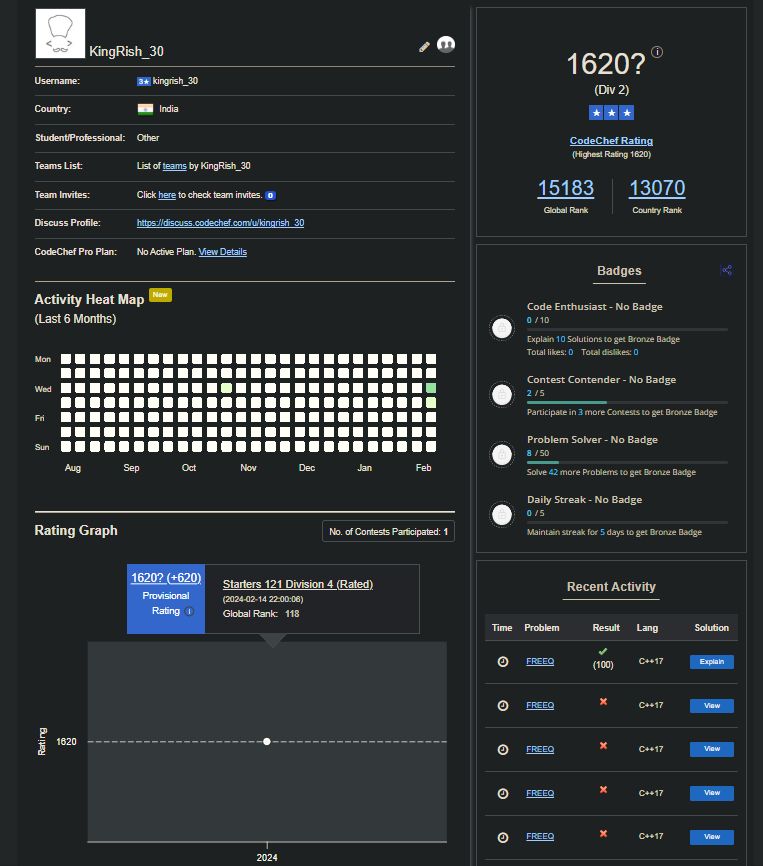 Shirishkumar Jadhav on LinkedIn: 3 ⭐ on CodeChef 😀 Thanks to my Cp peer ... Shirishkumar Jadhav on LinkedIn: 3 ⭐ on CodeChef 😀 Thanks to my Cp peer ...