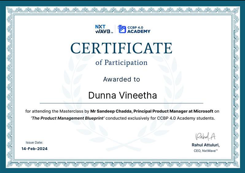 vineetha dunna on LinkedIn: #nxtwaveccbp #rahulattuluri #productmanagement vineetha dunna on LinkedIn: #nxtwaveccbp #rahulattuluri #productmanagement