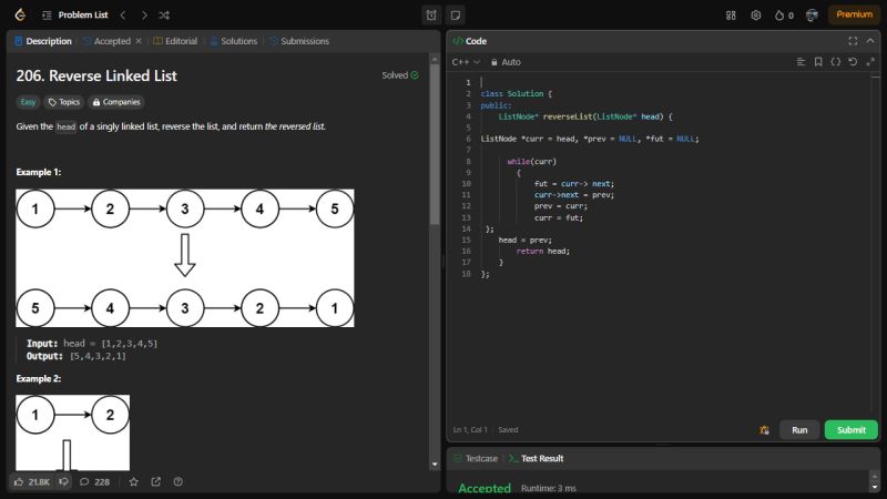 Solved LeetCode 206: Reverse Linked List | Ayush Gurjar posted on the ... Solved LeetCode 206: Reverse Linked List | Ayush Gurjar posted on the ...
