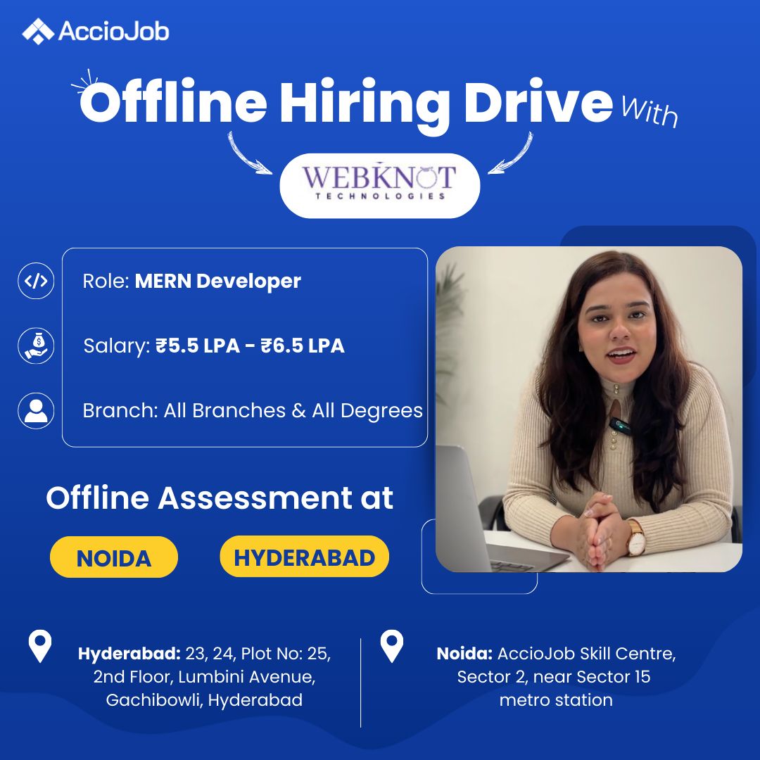 AccioJob on LinkedIn: 𝐄𝐱𝐜𝐢𝐭𝐢𝐧𝐠 𝐉𝐨𝐛 𝐎𝐩𝐩𝐨𝐫𝐭𝐮𝐧𝐢𝐭𝐲: We are thrilled to… AccioJob on LinkedIn: 𝐄𝐱𝐜𝐢𝐭𝐢𝐧𝐠 𝐉𝐨𝐛 𝐎𝐩𝐩𝐨𝐫𝐭𝐮𝐧𝐢𝐭𝐲: We are thrilled to…