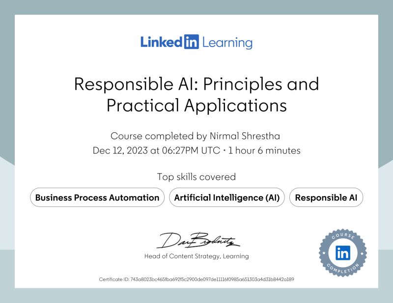 Nirmal Shrestha on LinkedIn: Certificate of Completion Nirmal Shrestha on LinkedIn: Certificate of Completion