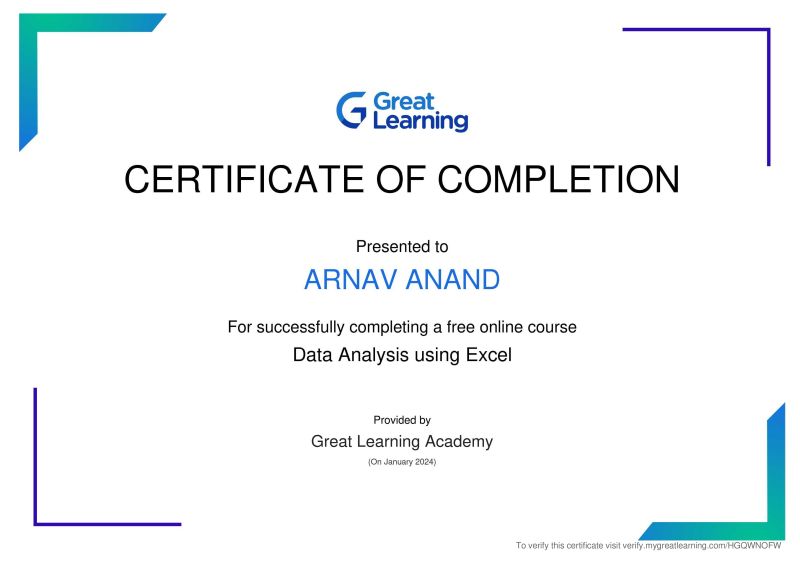 Completed Data Analysis course | Arnav Anand posted on the topic | LinkedIn Completed Data Analysis course | Arnav Anand posted on the topic | LinkedIn