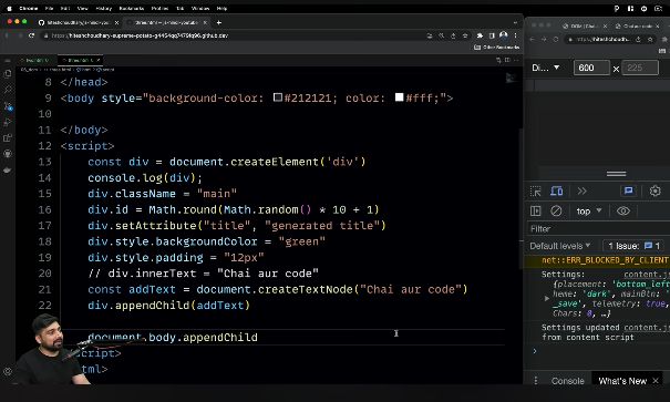 How to create new elements in DOM with Chai aur Code | Vaibhav Shukla ... How to create new elements in DOM with Chai aur Code | Vaibhav Shukla ...