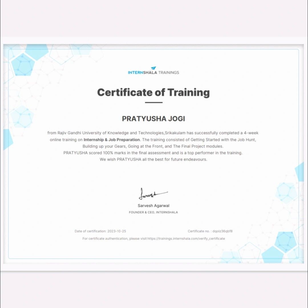Jogi Pratyusha on LinkedIn: Hello connections🥳, I'm pleased to share ... Jogi Pratyusha on LinkedIn: Hello connections🥳, I'm pleased to share ...
