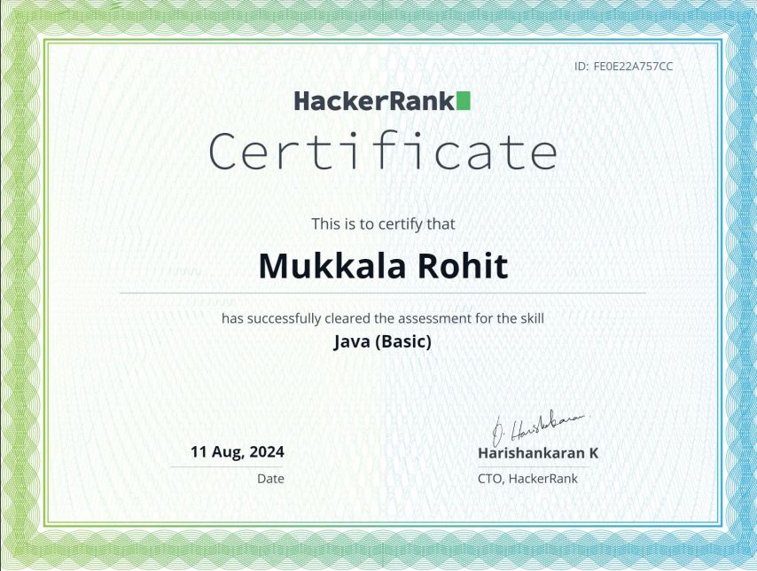 Mukkala Rohit on LinkedIn: #java #programming #coding #certification # ... Mukkala Rohit on LinkedIn: #java #programming #coding #certification # ...