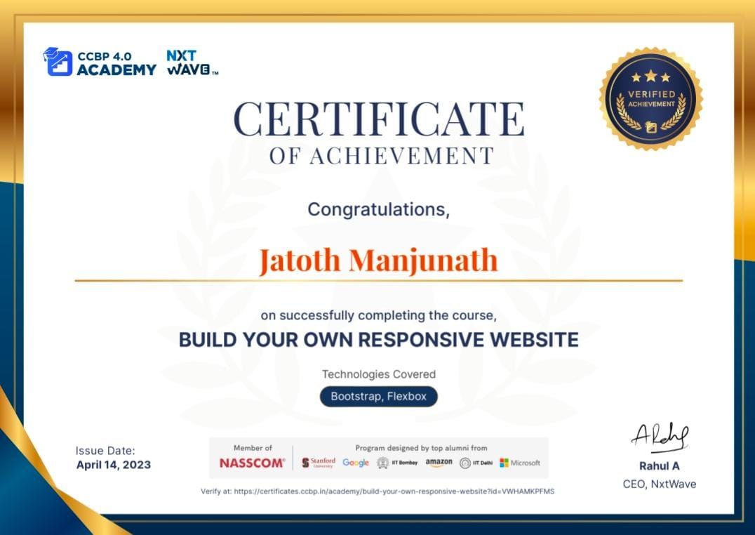 Jatoth Manjunath Nayak on LinkedIn: #nxtwave #ccbp #ccbpian # ... Jatoth Manjunath Nayak on LinkedIn: #nxtwave #ccbp #ccbpian # ...