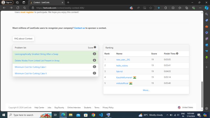 I just completed LeetCode weekly contest 406 and solved 2 out of 4 ... I just completed LeetCode weekly contest 406 and solved 2 out of 4 ...