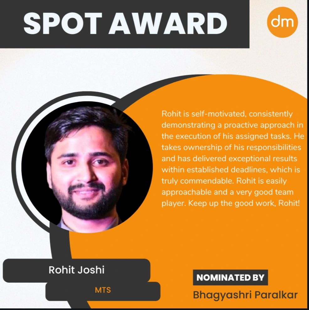 Rohit Joshi on LinkedIn: #spotaward #grateful #dm #datametica # ... Rohit Joshi on LinkedIn: #spotaward #grateful #dm #datametica # ...