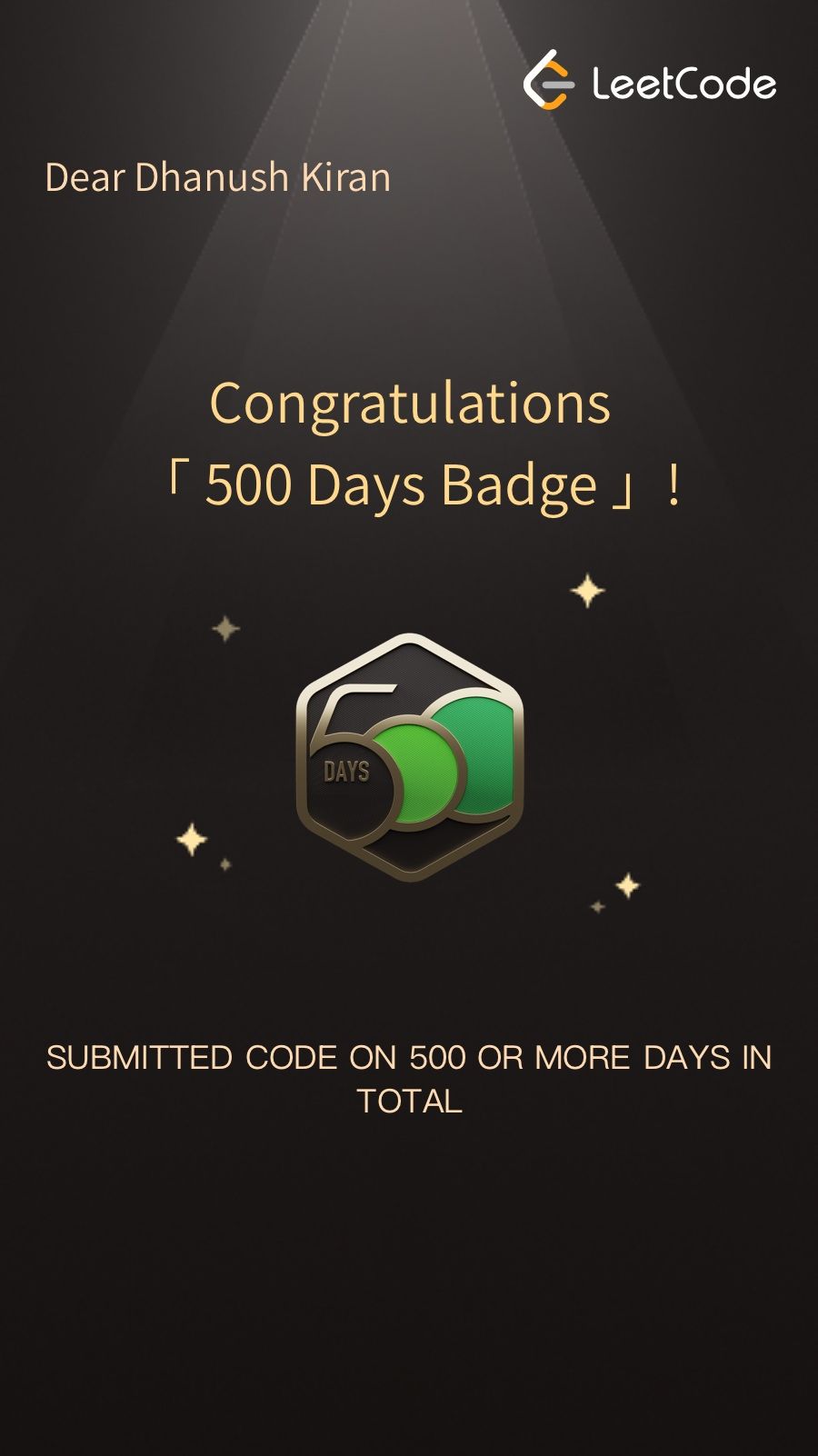Dhanush Kiran on LinkedIn: #leetcode #milestone #codingjourney Dhanush Kiran on LinkedIn: #leetcode #milestone #codingjourney