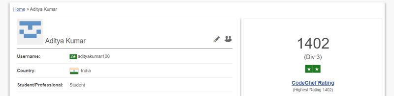 I just got my second star at CodeChef. | Aditya Kumar I just got my second star at CodeChef. | Aditya Kumar