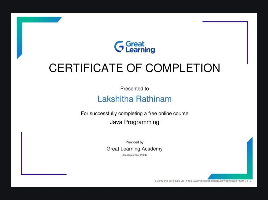 Lakshitha Rathinam on LinkedIn: #java #programming #learning Lakshitha Rathinam on LinkedIn: #java #programming #learning