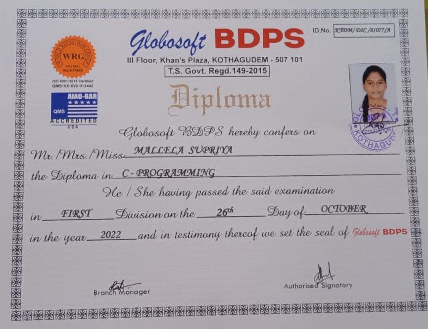 Supriya Mallela on LinkedIn: #cprogramming #certification #techskills # ... Supriya Mallela on LinkedIn: #cprogramming #certification #techskills # ...