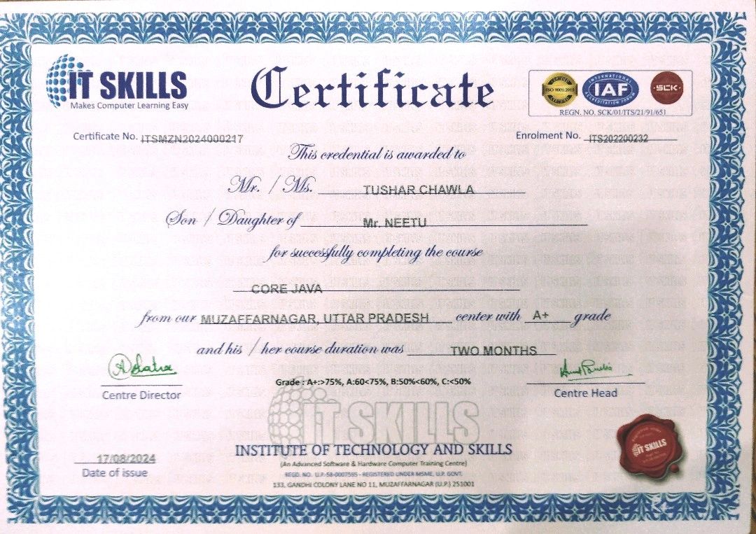 Tushar Chawla on LinkedIn: #internship #corejava Tushar Chawla on LinkedIn: #internship #corejava