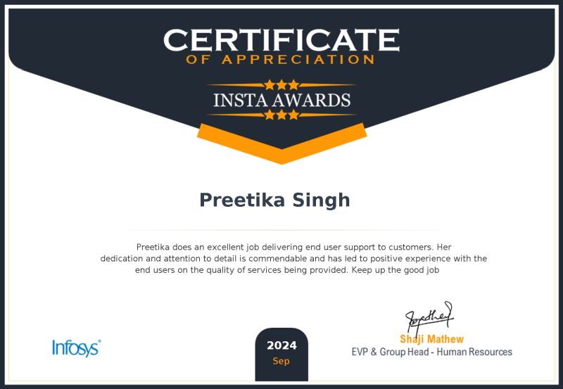 Preetika Singh on LinkedIn: #gratitude #instaaward #recognition # ... Preetika Singh on LinkedIn: #gratitude #instaaward #recognition # ...