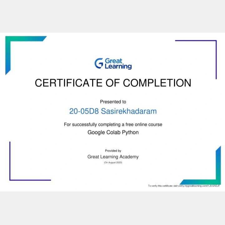 Daram Lakshmi Sasirekha on LinkedIn: #greatlearning #python Daram Lakshmi Sasirekha on LinkedIn: #greatlearning #python
