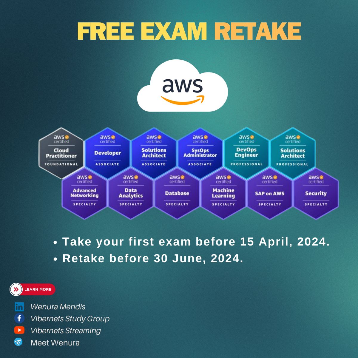 Wenura Mendis on LinkedIn: #pearsonvue #aws #certification #freeretake ... Wenura Mendis on LinkedIn: #pearsonvue #aws #certification #freeretake ...