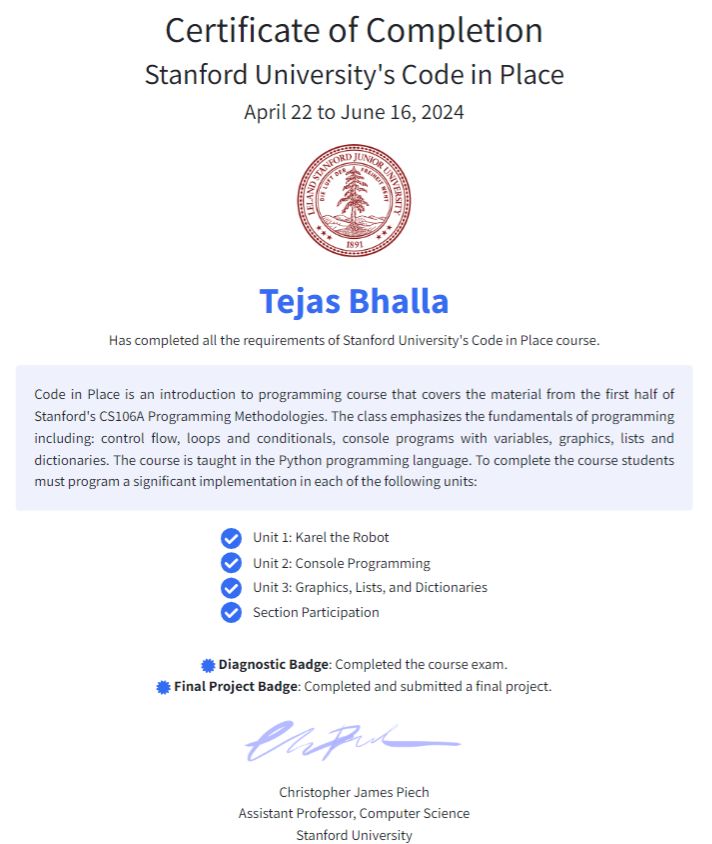 Tejas Bhalla on LinkedIn: #stanforduniversity #pythonprogramming # ... Tejas Bhalla on LinkedIn: #stanforduniversity #pythonprogramming # ...