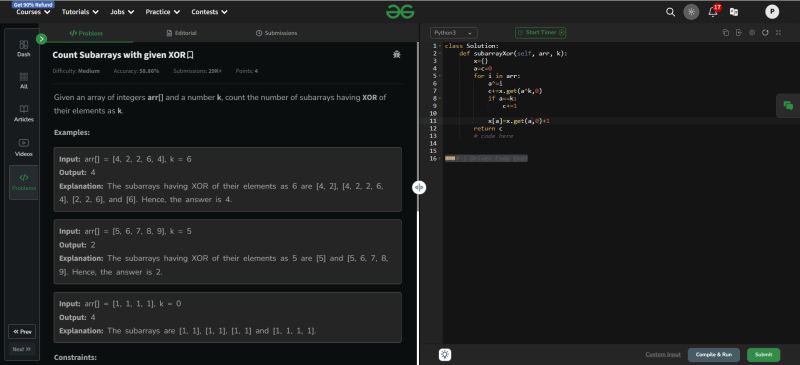 Parth Bijpuriya on LinkedIn: #gfg160 #gfg160 #subarrayxor #hashmap # ... Parth Bijpuriya on LinkedIn: #gfg160 #gfg160 #subarrayxor #hashmap # ...