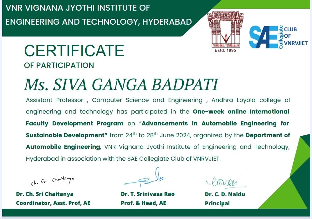 Siva Ganga B on LinkedIn: #vnrvjiet #fdp #automobileengineering # ... Siva Ganga B on LinkedIn: #vnrvjiet #fdp #automobileengineering # ...