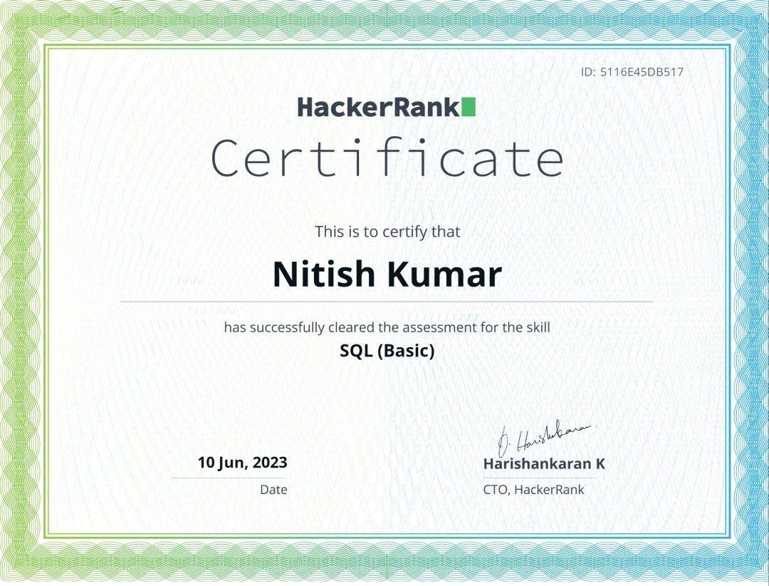 Nitish Kumar on LinkedIn: #hackerrank #sql Nitish Kumar on LinkedIn: #hackerrank #sql