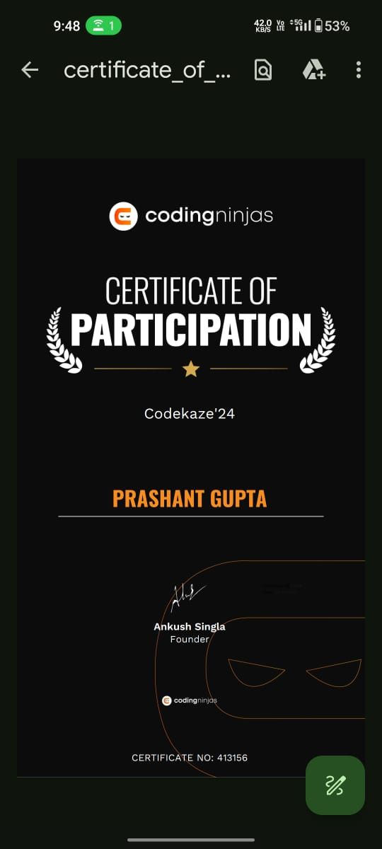 Proud to share that I achieved AIR 3549 out of 1.5 lakh+ participants ... Proud to share that I achieved AIR 3549 out of 1.5 lakh+ participants ...