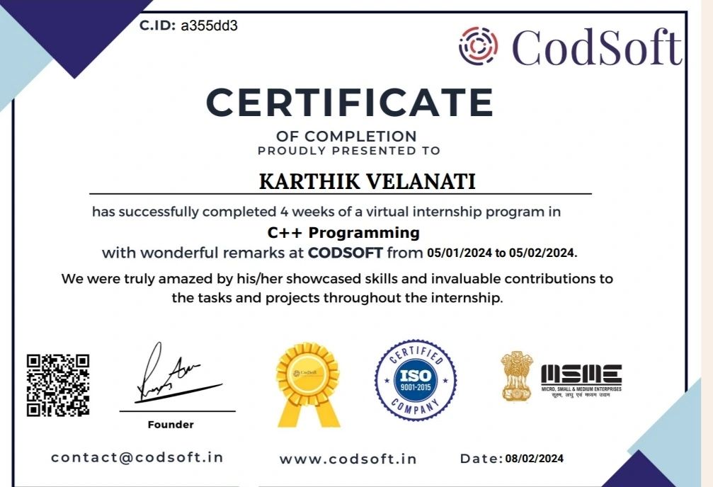 KARTHIK VELANATI on LinkedIn: #codsoft #codsoftintern # ... KARTHIK VELANATI on LinkedIn: #codsoft #codsoftintern # ...