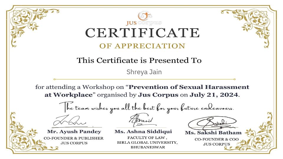 Webinar on 'Prevention of Sexual Harassment at Work' | Shreya Jain ... Webinar on 'Prevention of Sexual Harassment at Work' | Shreya Jain ...