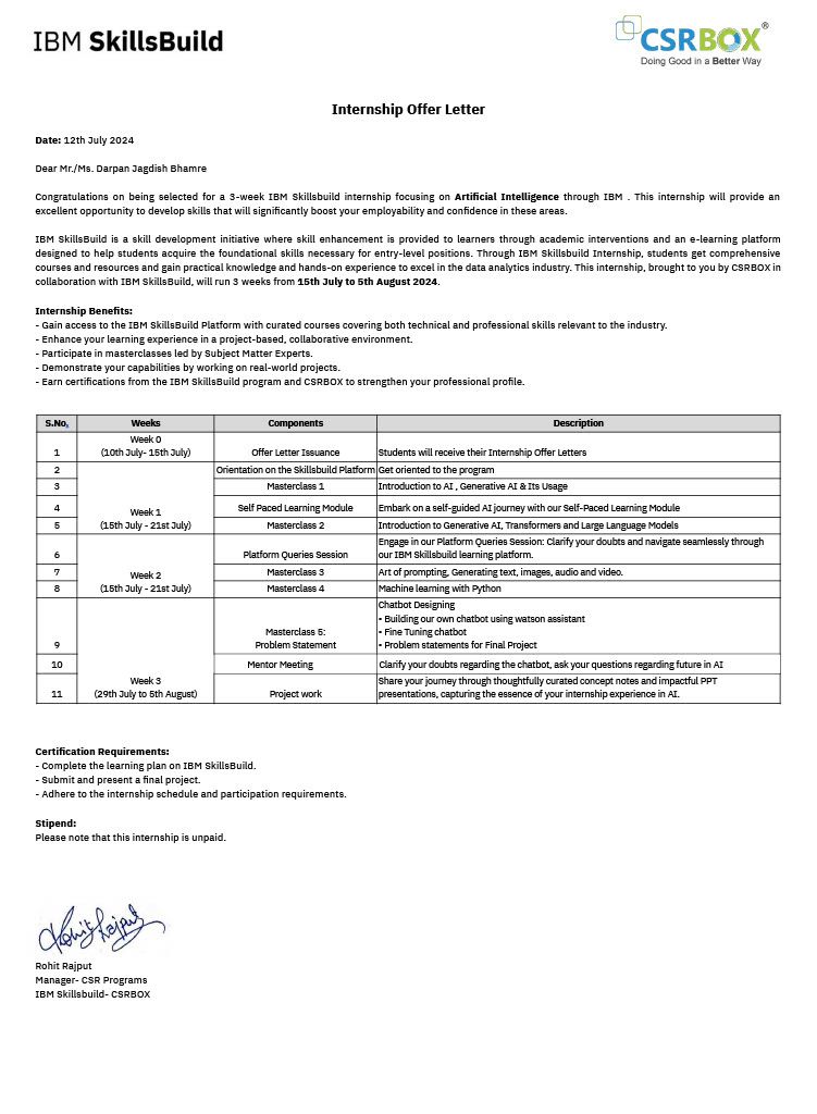 Darpan Bhamre on LinkedIn: #internship #ibm #skillsbuild # ... Darpan Bhamre on LinkedIn: #internship #ibm #skillsbuild # ...