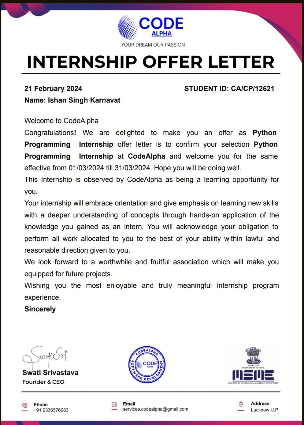 Ishan Singh karnavat on LinkedIn: #internship #codealpha #python Ishan Singh karnavat on LinkedIn: #internship #codealpha #python