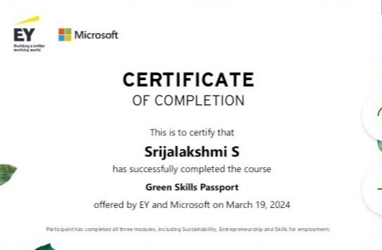 srija lakshmi on LinkedIn: i have certificate in green skill passport ... srija lakshmi on LinkedIn: i have certificate in green skill passport ...
