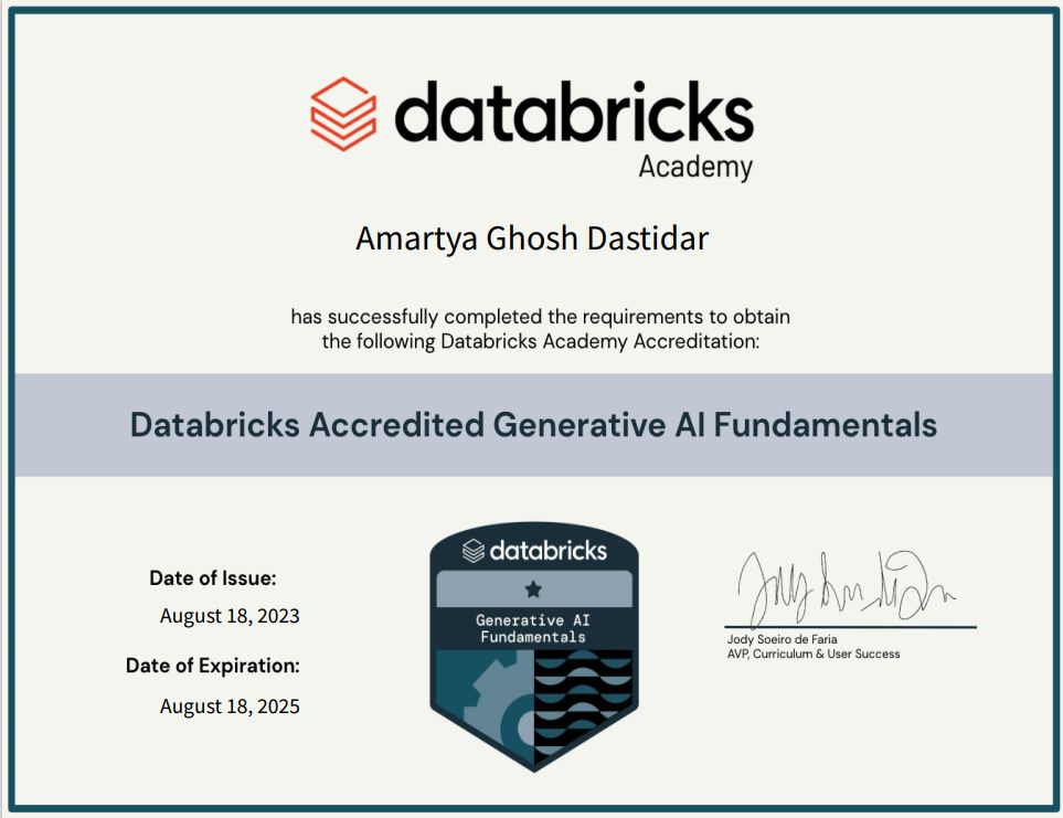 I am happy to share that I have just completed my Databricks Generative ... I am happy to share that I have just completed my Databricks Generative ...