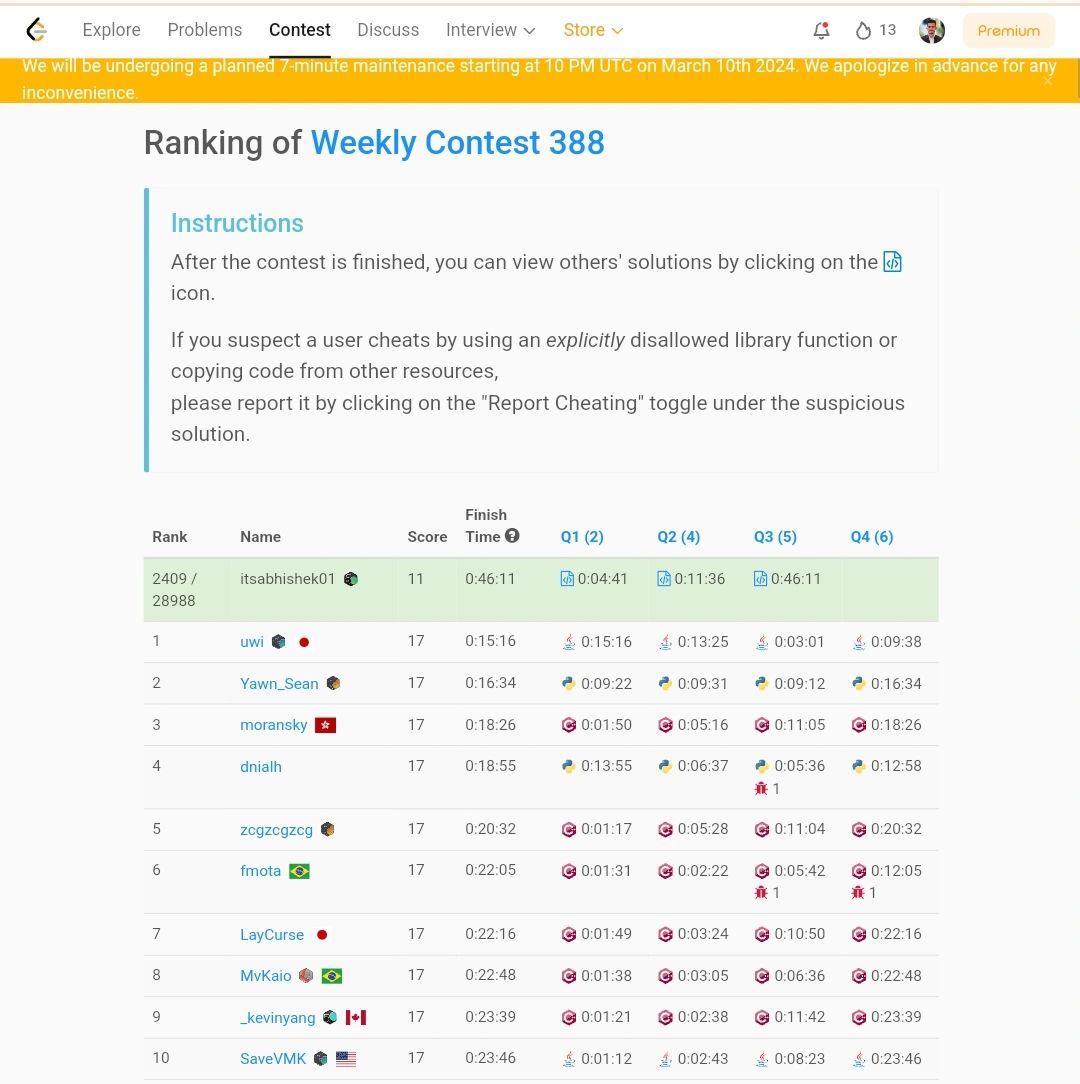 Abhishek Patel on LinkedIn: #leetcode #weeklycontest388 #problemsolving ... Abhishek Patel on LinkedIn: #leetcode #weeklycontest388 #problemsolving ...