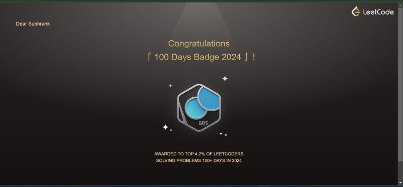 Subhrank Priya on LinkedIn: #100daysofcode #leetcode #codingchallenge # ... Subhrank Priya on LinkedIn: #100daysofcode #leetcode #codingchallenge # ...